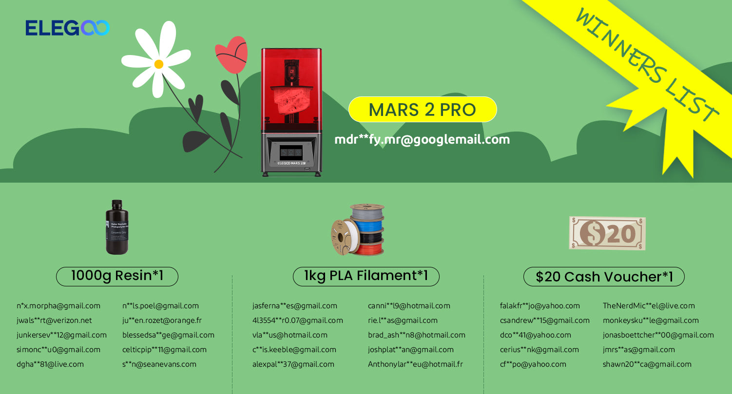 Spring Refresh Giveaway Winners List – ELEGOO Official